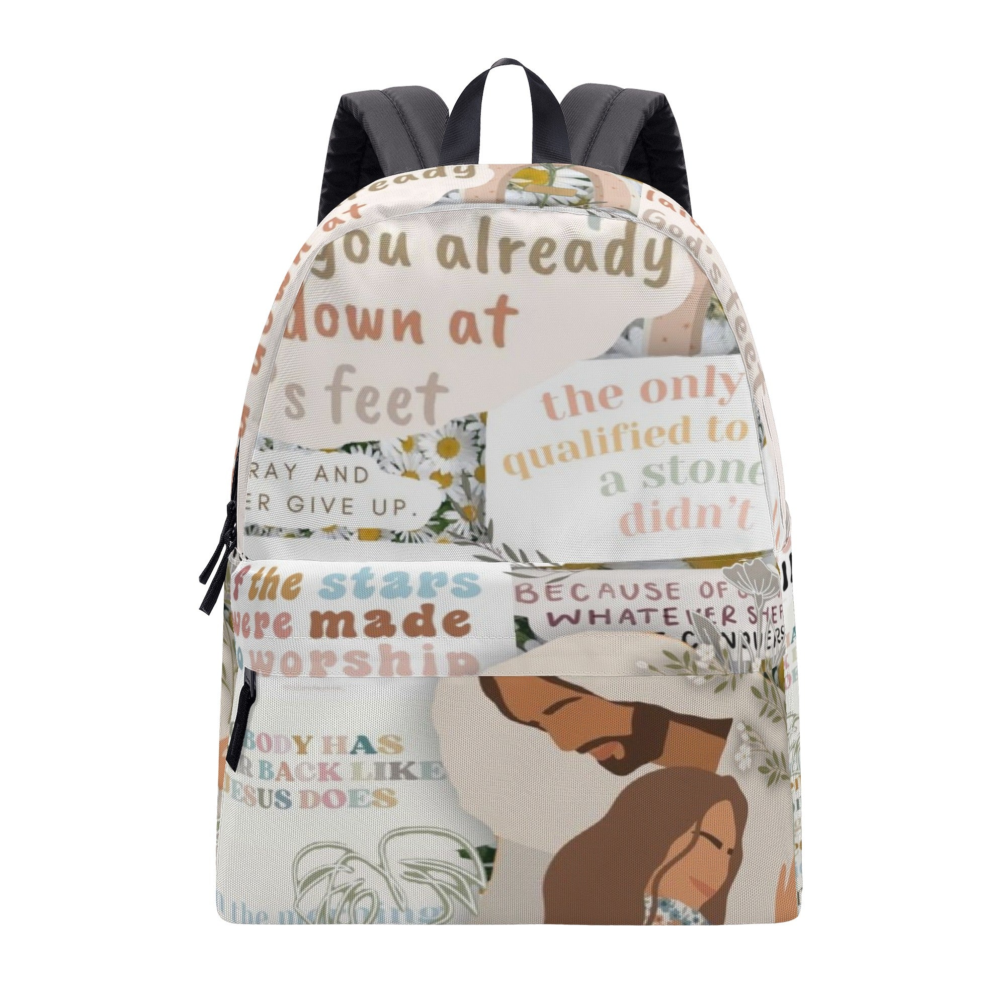 Christian Quote Collage Backpack, Inspirational Faith Backpack, Jesus